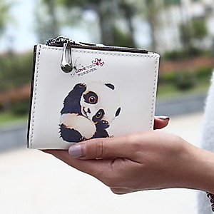 Women Girl Cute PU Leather Fold Mini Wallet Purse Card Case Holder (Panda)