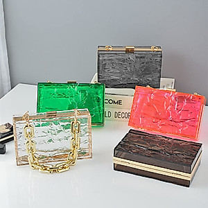 Women Acrylic Clear Purse Evening Clutch Vintage Banquet Shoulder Handbag(Coffee)