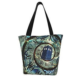 antcreptson Elegant Extra Large Canvas Beach Travel Reusable Grocery Shopping Tote Bag Portable Storage Handbag