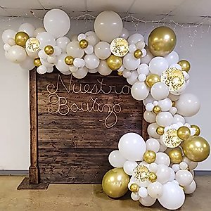 white and gold balloons, 103-Pack gold balloons & white balloons 18/12/10/5 In white gold balloon arch,Gold Confetti Balloons for Wedding Birthday Baby Shower Anniversary Party Decorations
