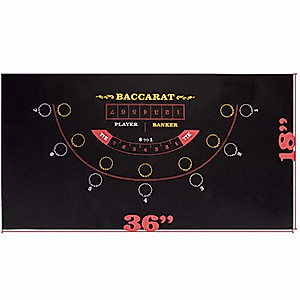 Brybelly Baccarat Casino Mini Felt | Convenient, Space-Saving 36" x 18" Roll-up Gambling Tabletop Mini Mat | Smooth, Black 2mm Mini-Felt for Coffee Table & Kitchen Table Gaming