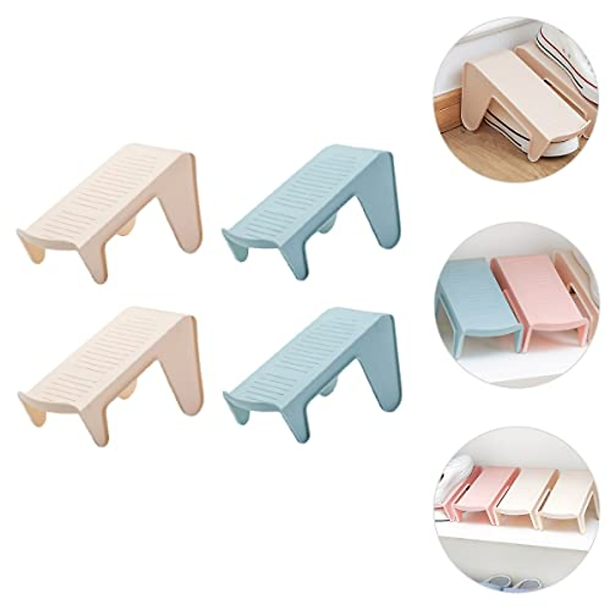 Veemoon 8pcs Rack% Bathroom Saving Organizer Multi- Holder Layer for Plastic Stands Blue Stacker Deck Shoes Stack Wall, Space Clo Slots Double Professional Stacker: Simple