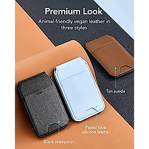 ESR MagSafe Wallet (HaloLock), iPhone Wallet with Adjustable Stand, Magnetic Wallet for iPhone 14/13/12 Series, Not for iPhone 13/12 mini, 3 Card Holder, MagSafe Accessories, Vegan Leather, Black