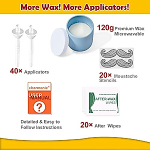 120g Wax Nose Wax Kit, Nose Hair Wax, Nose Wax with 40 Applicators and 20 Wipes, Quick and Painless Nose Hair Waxing Kit for Men and Women, Nose Hair Remover Wax Kits Used 20~25 Times Usage