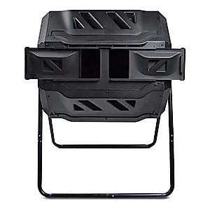 WorldFront Naturals Durable Compost Tumbler Outdoor with Metal Stand - 160L Capacity Composting Bin for Efficient Organic Waste Management - Dual Chamber Composter Design