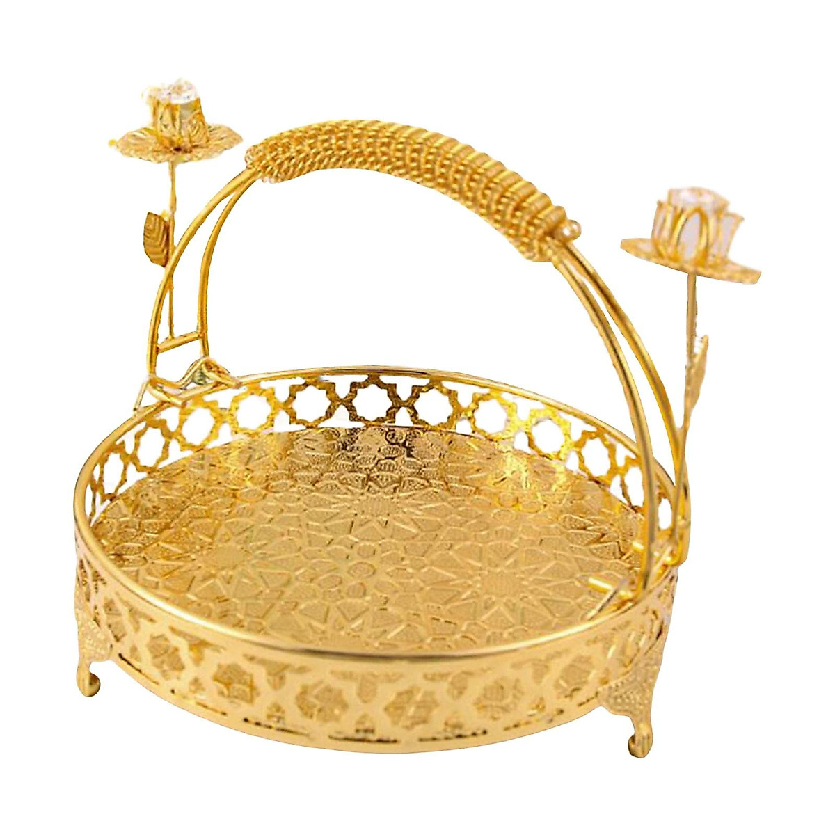 Generic European Style Serving Tray Dried Food Tray Organizer Wedding Gift Cupcake Dessert Party Display Fruit Tray, Aureate Small