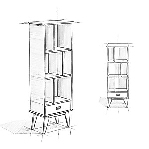 SIMPLIHOME Draper SOLID HARDWOOD 22 Inch Mid Century Modern Bookcase and Storage Unit in Medium Auburn Brown, For the Living Room, Study Room and Office