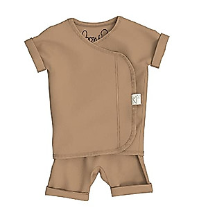 Bonsie Skin to Skin Babywear Romper - Brown Baby Footed Romper - Mocha (0-3 Months)
