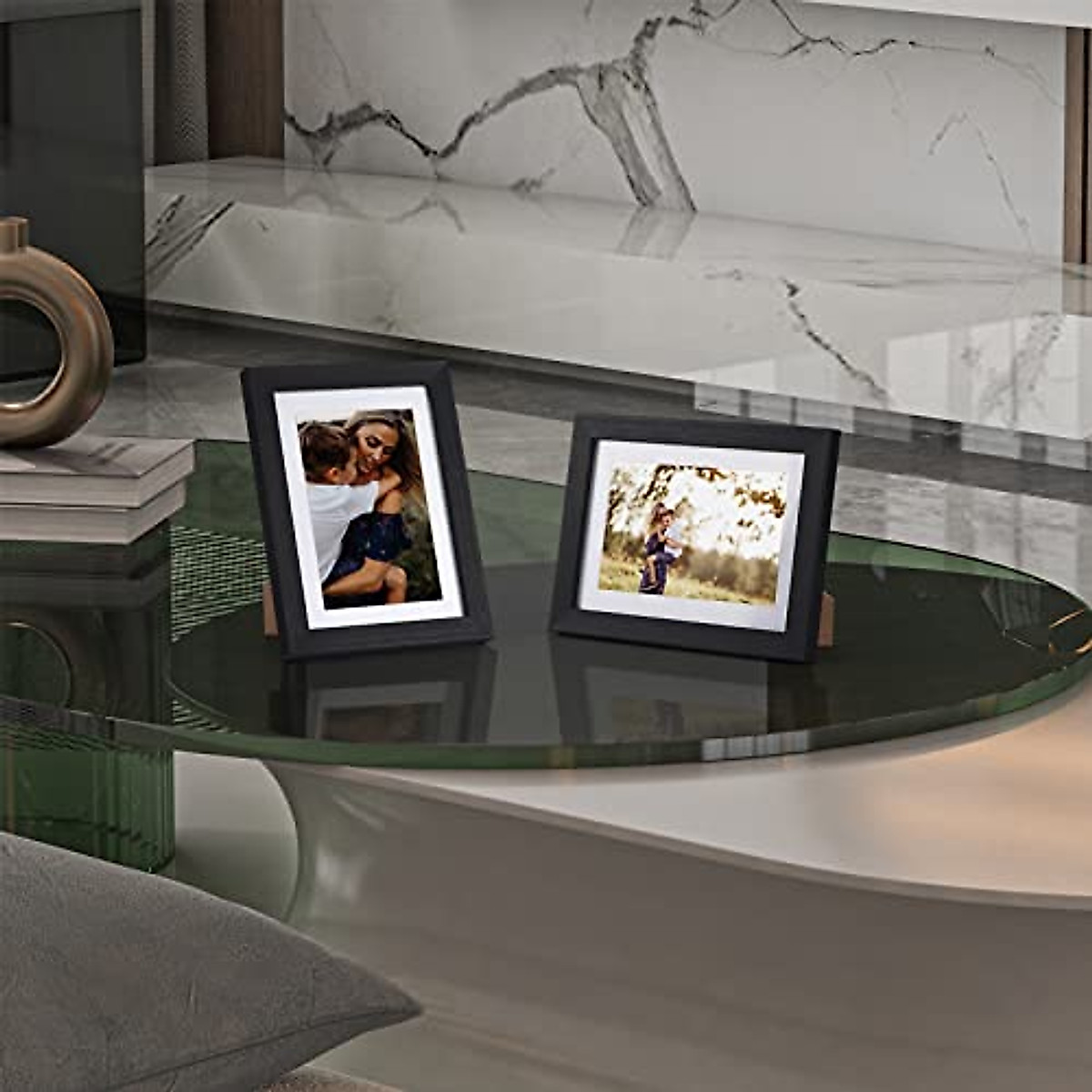 4x6 Black Picture Frame Set of 6, Multi Frames Matted to Display Photos 4x6 with Mat or 5x7 without Mat for Wall and Tabletop