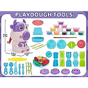 VBACALA Color Dough Toy Dough Tool Set, Clay Food Mold Set with Kitchen Creative Noodle Toys and Cow Ice Cream playdough Machine, 3 4 6 8-Year-Old Boy and Girl Birthday Creative Gifts