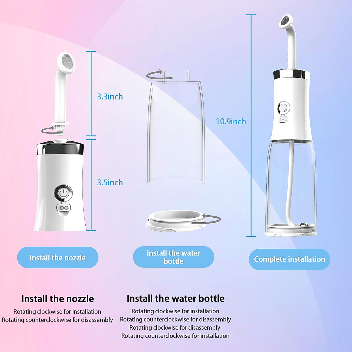 Electric Portable Bidet, LLest Rechargeable Handheld Travel Bidet, 4 Pressure Options Toilet Bidet Sprayer with Travel Bag for Personal Cleaning, Essentials for Postpartum/Perineal/Hemorroid Care