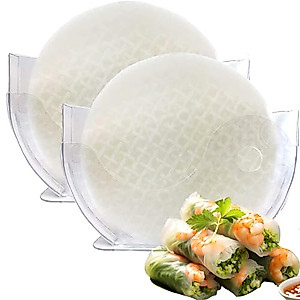 Rice Paper Water Bowl Dipper Spring Roll Water Bowl Rice Paper Holder Rice Bowl Rice Roll Shrimp Spring Vietnamese Rice Paper Holder Spring Roll Water Dipper Rice Wraps for Spring Rolls 2 Pack