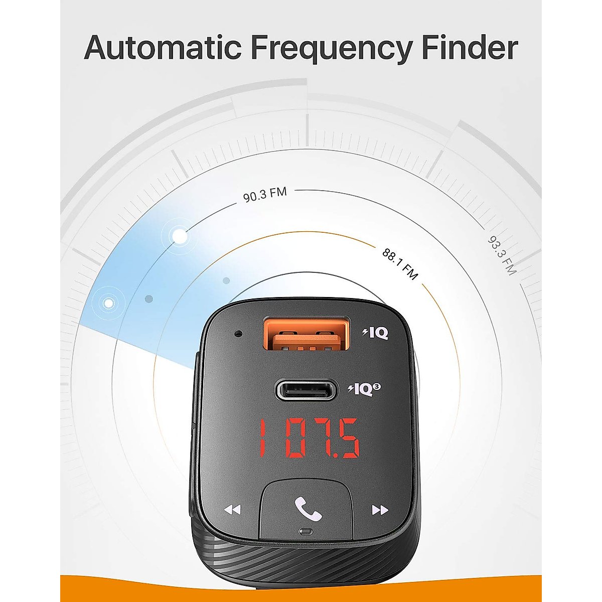 Anker Roav Bluetooth Car Adapter and Charger, Power IQ 3.0 Type C PD, FM Transmitter for Car, Wireless Calling with 5.0, Noise Cancellation -T2