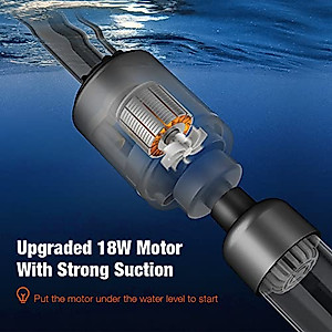 AKKEE Electric Aquarium Gravel Cleaner Vacuum, Fish Tank Cleaner 6 in 1 Automatic Water Changer Filter for Washing Sand Removable Siphon Vacuum Gravel Cleaner 18W IP68 Waterproof Safer Black Style