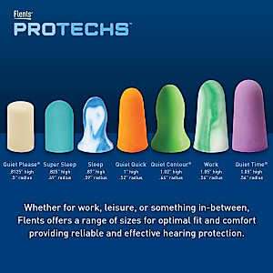 Flents Foam Ear Plugs, 55 Pair for Sleeping, Snoring, Loud Noise, Traveling, Concerts, Construction, & Studying, Contour to Ear, NRR 33, Green, Made in the USA