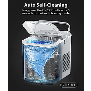 COWSAR Ice Makers Countertop, Ice Maker Machine 6 Mins/9 Pcs Bullet Portable Ice Maker Machine 26.5lbs/24Hrs with Self-Cleaning, Ice Scoop and Basket, Ice Maker for Party/Kitchen/Home/Office