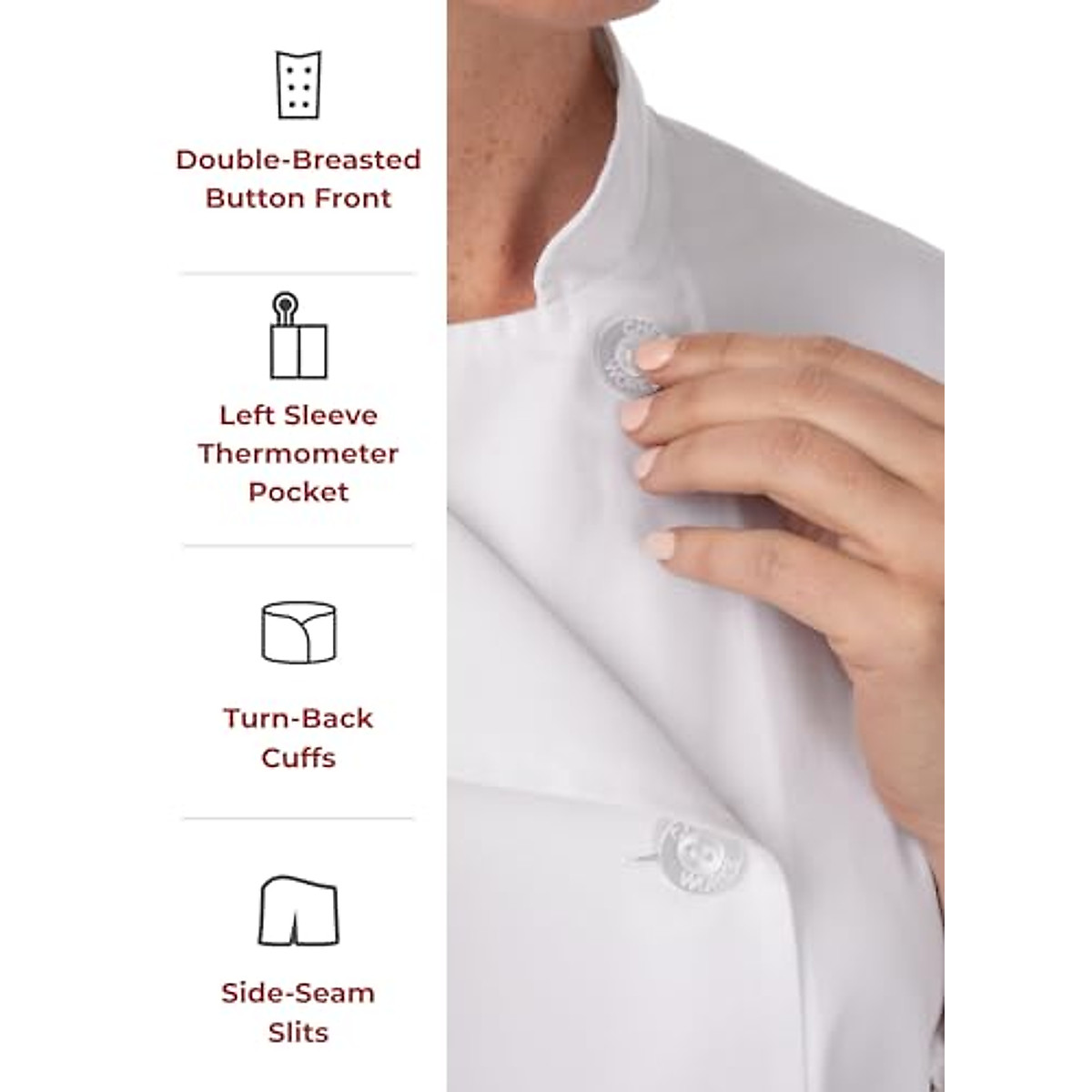Chef Works Women's Le Mans Chef Coat, White, Medium