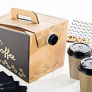 Cater Tek 96 Ounce Disposable Coffee Dispensers, 10 Insulated Coffee Take Out Containers - Built-In Handle, LeakResistant Cap, Kraft With Black Paper Coffee To Go Boxes, 12 x 7.5 x 8.5 Inch,
