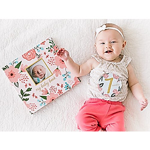 Pearhead Memory Book with Included Baby Belly Stickers, Modern Baby First Year Journal, Babys First Year, Baby Shower, Floral 17 Piece Set