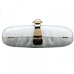 Clutch Purse for Women - Smoky Pattern Acrylic Handbag - Unique Elegant Crossbody Bag (White)