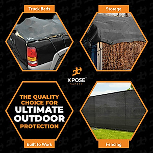 Xpose Safety Heavy Duty Mesh Tarp – 8’ x 10’ Multipurpose Black Protective Cover with Air Flow - Use for Tie Downs, Shade, Fences, Canopies, Dump Trucks – Tear Resistant