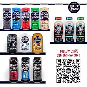 High Brew Coffee, Smart Coffee with Cognizin®, Cinnamon Vanilla, Dairy-Free, Sugar-Free, 12 Fl Oz, Ready-To-Drink (Pack of 12)