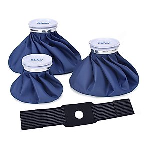 elitehood Ice Cold Pack Reusable Ice Bags Hot Water Bag for Injuries, Hot & Cold Therapy and Pain Relief with Elastic Breathable Support Wrap, 4-Pack, 3 Sizes (6"/9"/11"), (for Hot Therapy is 50-60℃)