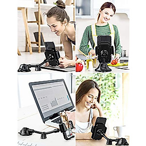 Car Cell Phone Holder Mount - Strong Suction Cup Windshield Dashboard Phone Holder, Long Arm Car Cell Phone Holder Compatible with iPhone 14 13 12 11 X 8 7 6 Series and Other Phones Under 6.9 inches