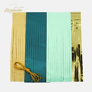 NICROLANDEE 20Pcs Wedding Party Tassel Sage Green Champagne Gold and Teal Tassel Garland for Rustic Style Bridal Shower Baby Shower Spring Decor Birthday Eucalyptus Neutral Decorations (Green)