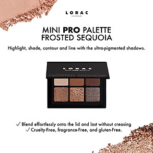 LORAC Mini PRO Matte & Glitter Eyeshadow Palette, Frosted Sequoia | Luxuary Makeup Pallete | Metallic Colors | Cruelty Free, Gluten Free, Vegan