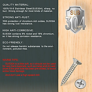 Wood Screws - 120PCS Flat Head Phillips Screws, 304 Stainless Steel Screw with Adjustable Wood Countersink Kit (#6 x 3/4")