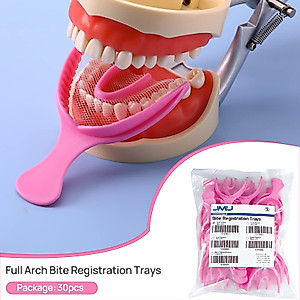 JMU Full Arch Bite Registration Trays 30 Pcs, Disposable Dental Impression Trays for Teeth Modes Pink