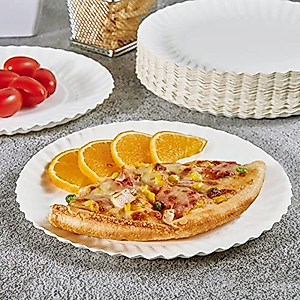 JOLLY PARTY 8.5 inch Round Dinner Plates - 400 Count Everyday Disposable, Light Weight White Paper Plates for Home and Office