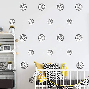 JUEKUI Set of 50pcs Volleyball Sticker Wall Decals for Kids Rooms Bedroom Sports Fans Home Decor Vinyl WS91 (Black)