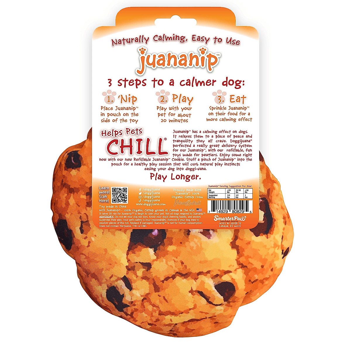 Doggijuana | Refillable Catnip Dog Toy | Naturally Calming | Catnip Grown in The USA (Cookie)