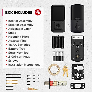 Kwikset 99390-004 Halo Wi-Fi Smart Lock Keyless Entry Electronic Touchscreen Deadbolt Featuring SmartKey Security, Matte Black