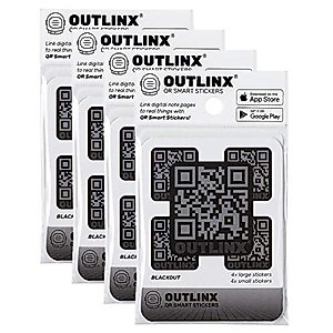 OUTLINX QR Smart Stickers | Stick Digital Notes to Your Things | Blackout 4-Pack Bundle 32x Stickers