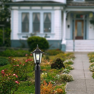 ZJOJO Outdoor Post Light with E26 LED Bulb,Clear Glass Shade Pole Lantern Fixture,Garden,Patio,Pathway,Black,3038,2 Pack