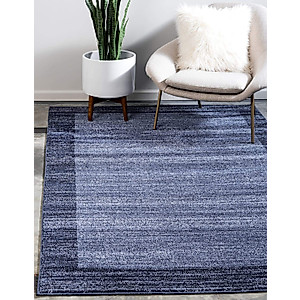 Unique Loom Del Mar Collection Area Rug - Abigail (5' 3" x 8' Rectangle, Navy Blue/ Blue)