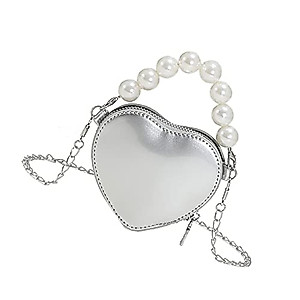 TENDYCOCO 3pcs Body Clutch Shaped Pearl Gift Wrist Strap Evening Silver Gifts Crossbody Cross With Valentines for Chic Purse Fashion Tote Bag Heart Chain Heart-shaped Small Women Handle