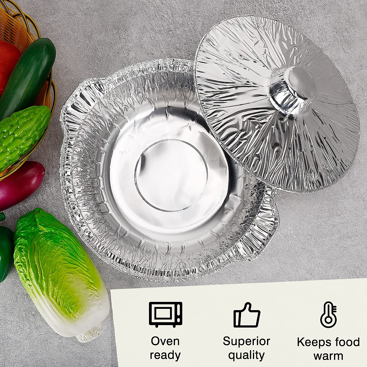 EYE4TECHS Aluminum Pot With Lids 4 Quart 2pcs - 3.8 Liter Disposable Heat Locking Cooking Containers - Freezer Air Fryer and Oven Safe - Recyclable Pot for Camping Vacation Trips (Kosher Certified)