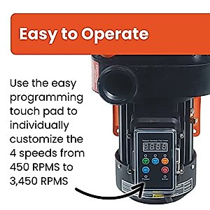 BLACK+DECKER Pool Pump, Energy Efficient Variable Speed Pool Pump for Above Ground Pools with Filter Basket, 1HP