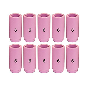 WeldingCity 10-pk Alumina Ceramic Cup 13N10 (#6, 3/8") for TIG Welding Torch 9, 20 and 25 Series from Weldcraft Lincoln Miller ESAB CK
