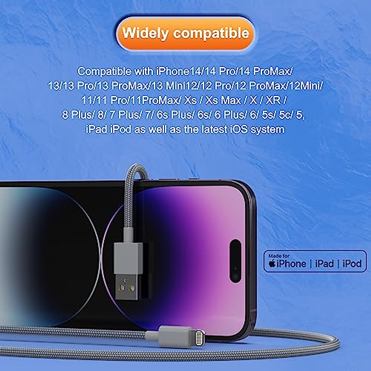[Apple MFi Certified] iPhone Charger, 6Pack(3/3/6/6/6/10 FT) Lightning Cable Apple Charging Cable Fast Charging High Speed USB Cable Compatible iPhone 14/13/12/11 Pro Max/XS MAX/XR/XS/X/8-multicolor