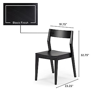 Plank+Beam Modern Dining Chair, Wooden Kitchen and Dining Room Chair, Wood Chair for Office, Living Room, Black