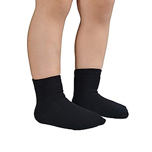 EPEIUS Baby Anti Slip Crew Socks 12 Pack with Grips for Toddlers Little Boys Girls Infants Kids Non Skid Value Pack,12-36 Months Black/White/Grey/Blue