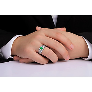 Rylos Simply Elegant Beautiful Green Emerald & Diamond Ring - May Birthstone* Size 10