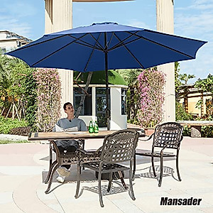 Mansader 11Ft Patio Umbrella Outdoor Table Market Umbrella with 8 Sturdy Ribs (Navy Blue)