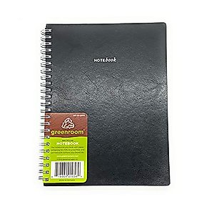 GreenRoom Spiral Journal - Flexible Leather Cover Size 6'' X 8'' (Black) 80 sheets, 160 pages
