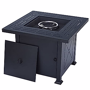 QGMEI90 Outdoor Propane Firepit Table 32in Propane Gas Fire-Pit Table 50,000 BTU Auto-Ignition Fire-Pit Look Square for Patio and Garden